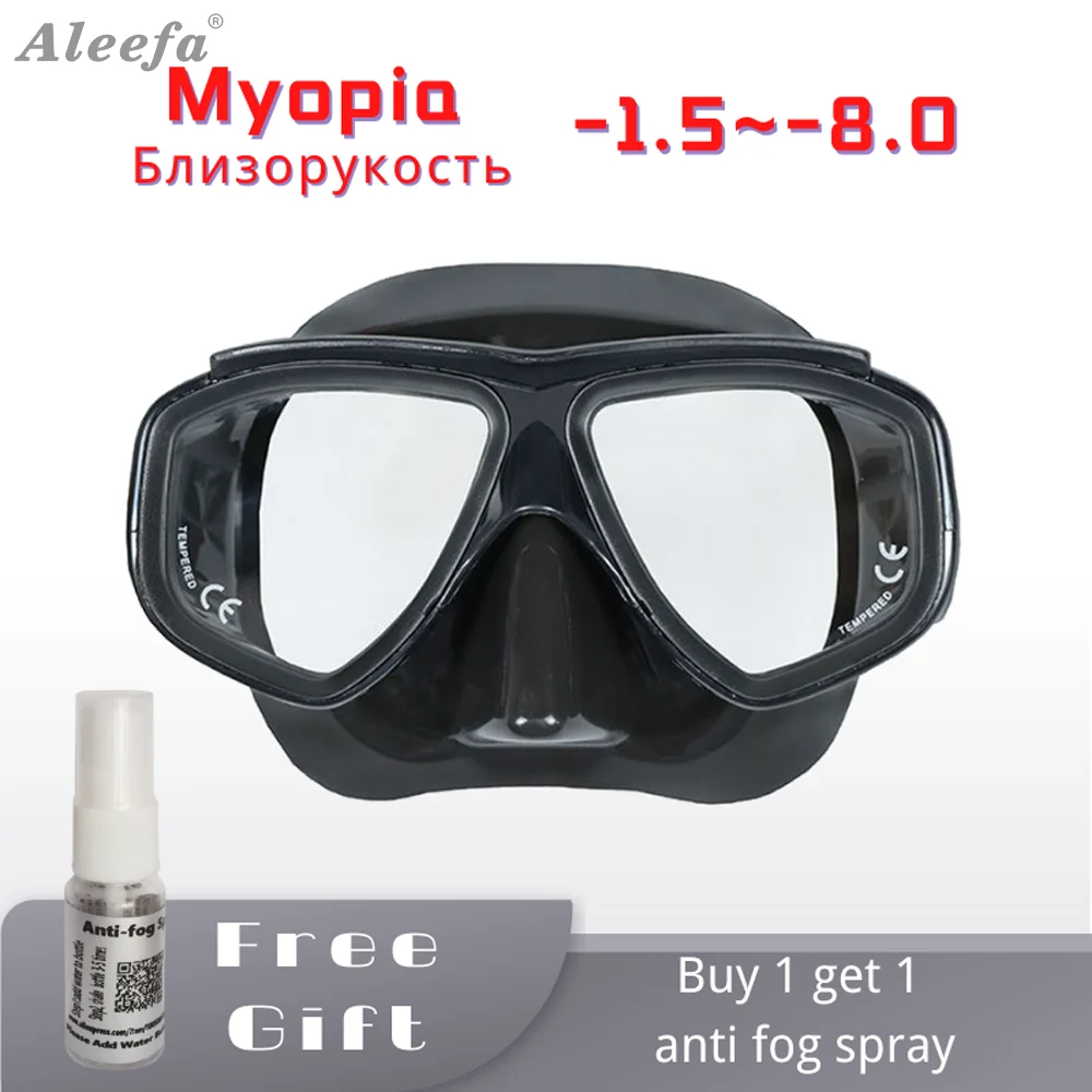Adult-Prescription-Scuba-diving-mask-Myopia-with-tempered-glass-Antifog ...