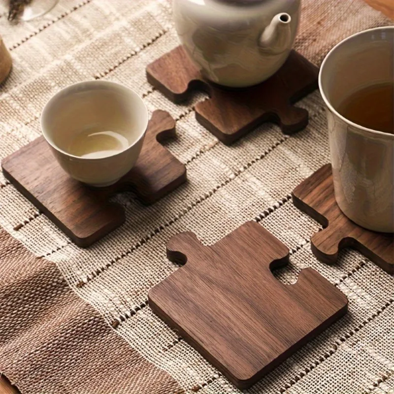 4Pcs-Set-Outdoor-Camping-Wooden-Coasters-Walnut-Wood-Durable-Reusable ...