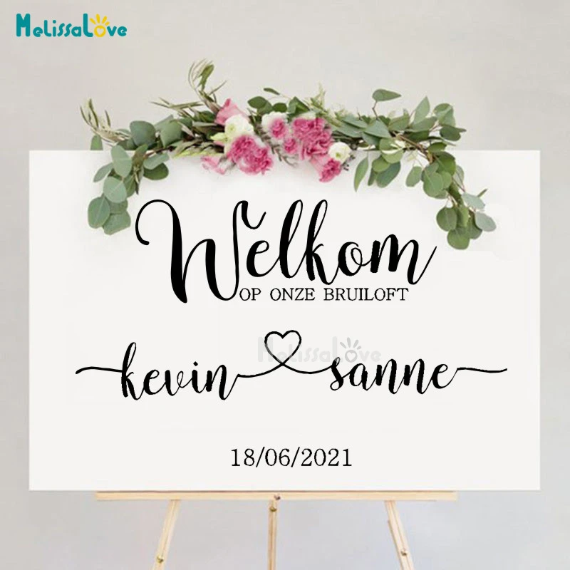 Dutch Welkom Welcome To Our Wedding Heart Design Decal Wedding ...