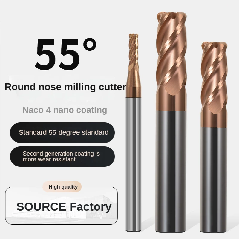 HRC55 hard alloy protruding end milling cutter 4 flute R angle round ...