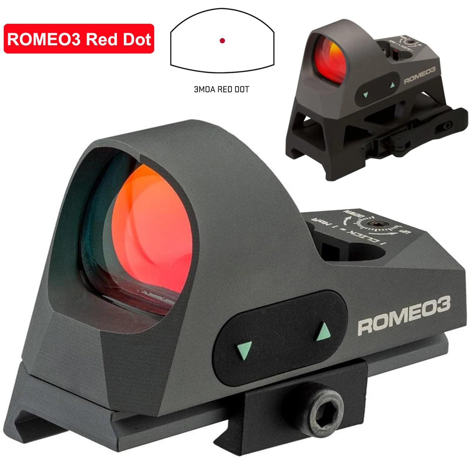 ROMEO3 RMR 1x25mm 3 MOA Compact Red Dot Reflex Sight Included Picatinny ...