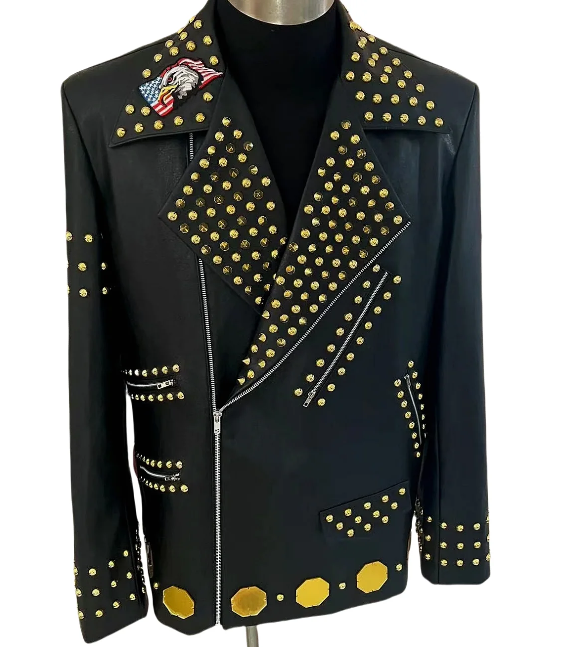 Men-s-Handmade-Rivets-Epaulet-Jacket-Party-Stage-show-Performance-Coat ...