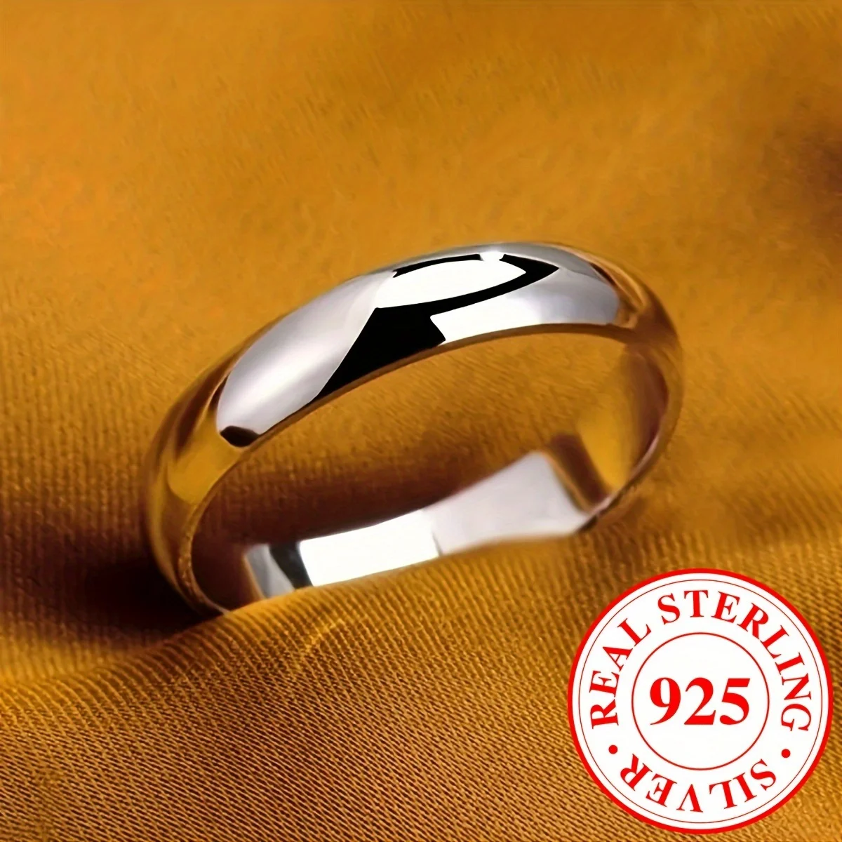 925-Sterling-Silver-Band-Ring-Polish-Surface-Classic-Design-For ...