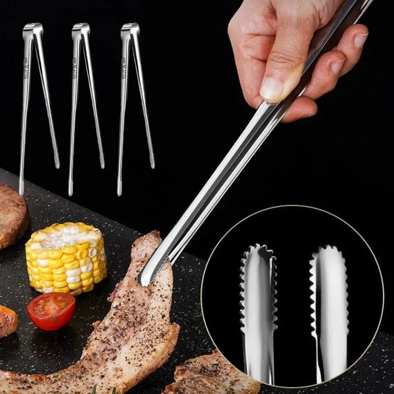 Stainless-Steel-Grill-Tongs-Cooking-Utensils-For-Kitchen-BBQ-Baking ...
