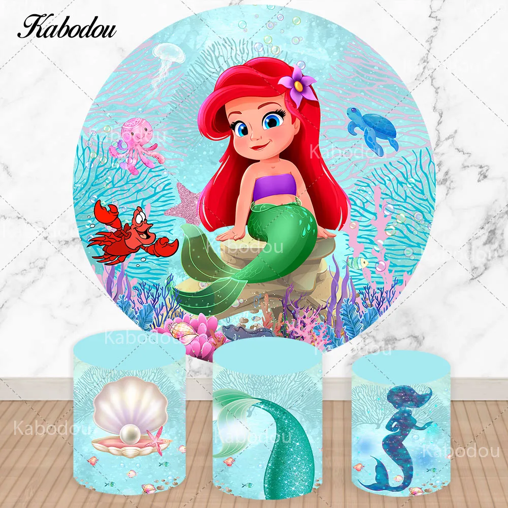 Little-Mermaid-Round-Photo-Backdrop-Disney-Princess-Ariel-Girls ...
