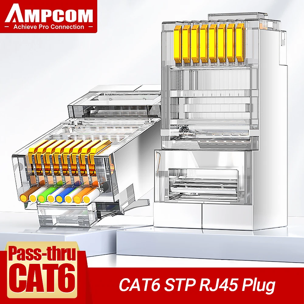 AMPCOM-Pass-Through-STP-RJ45-Connectors-CAT6-CAT5E-Shielded-3-50-Gold ...