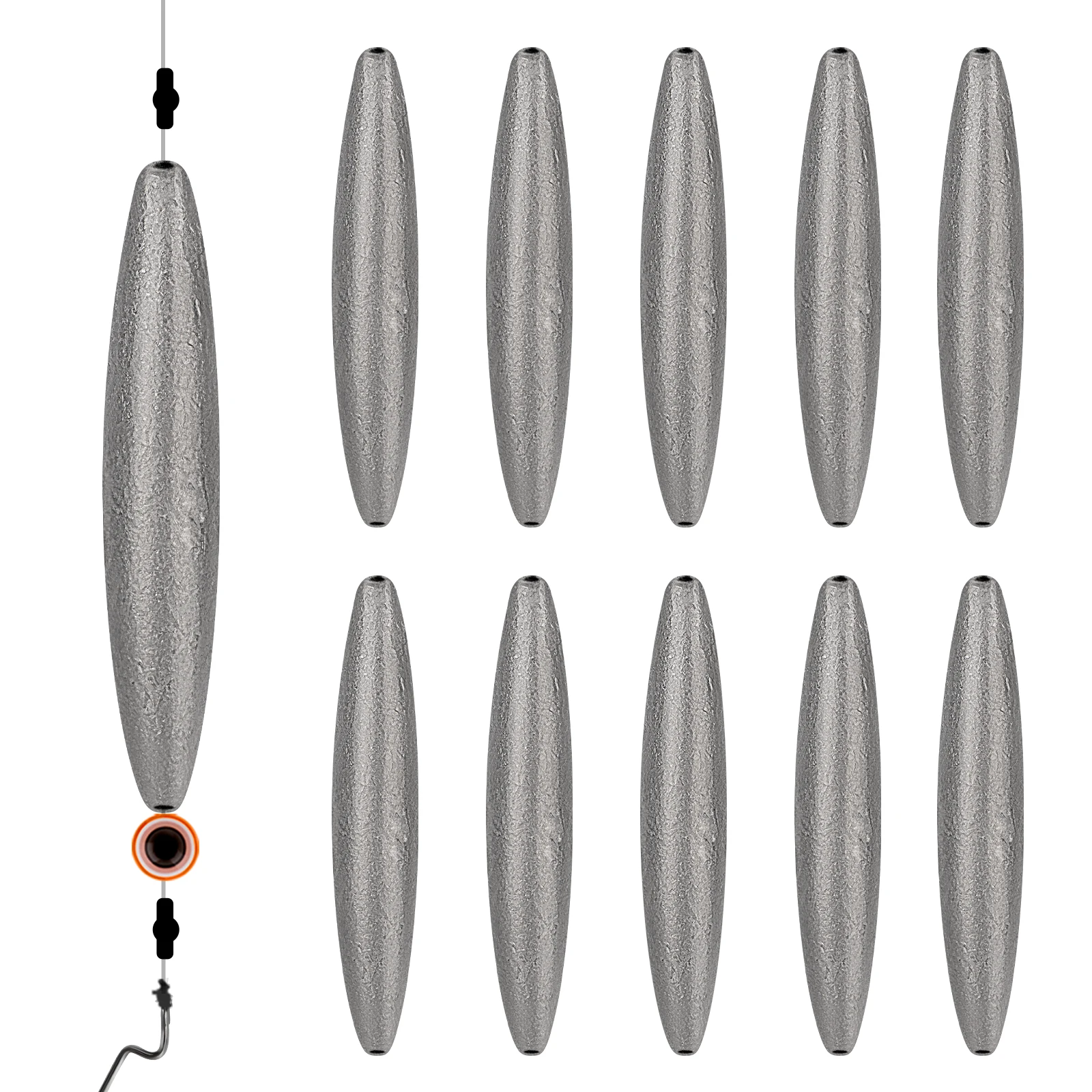 Thkfish-10-st-cke-Angel-gewichte-Sinker-Set-stromlinien-f-rmige-Form ...