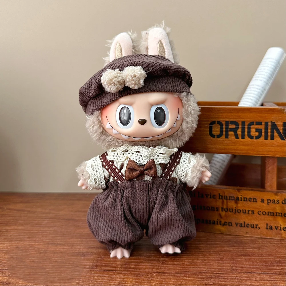 For 17cm Plush Doll Labubu Set Mini Doll Clothing Uniform Style Series ...