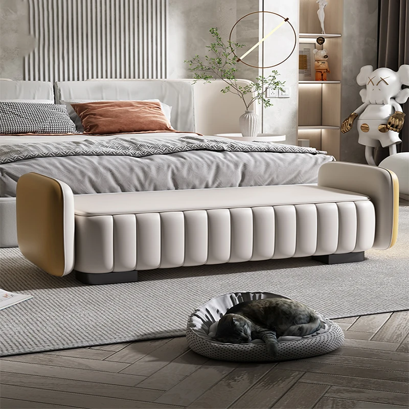 Italian-Minimalist-Leather-Bed-Stool-Bedroom-Simple-Modern-Bedside-Sofa ...