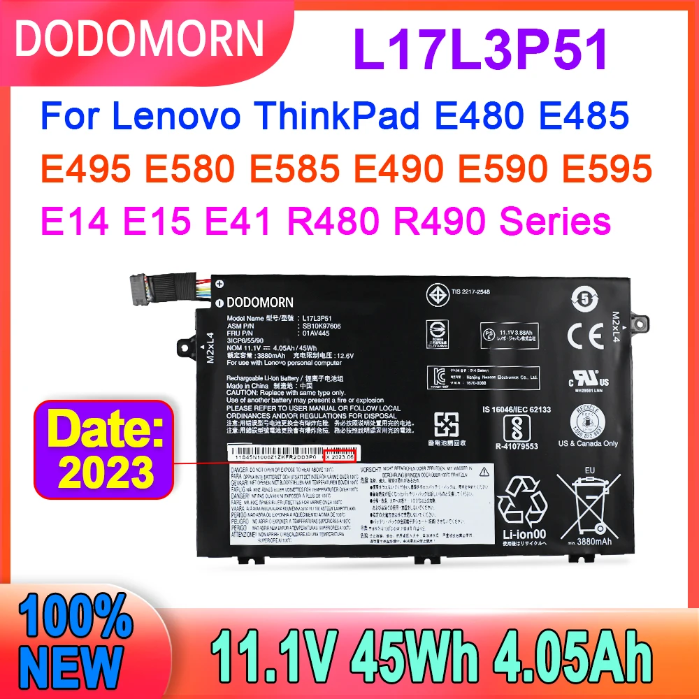 DODOMORN-L17L3P51-Laptop-Battery-For-Lenovo-ThinkPad-E15-E480-E490-E495-E580-E585-E590-E595 ...