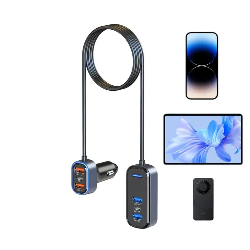 Car-Charger-Multiple-Ports-Super-Fast-USB-C-Car-Charger-Adapter-Vehicle ...
