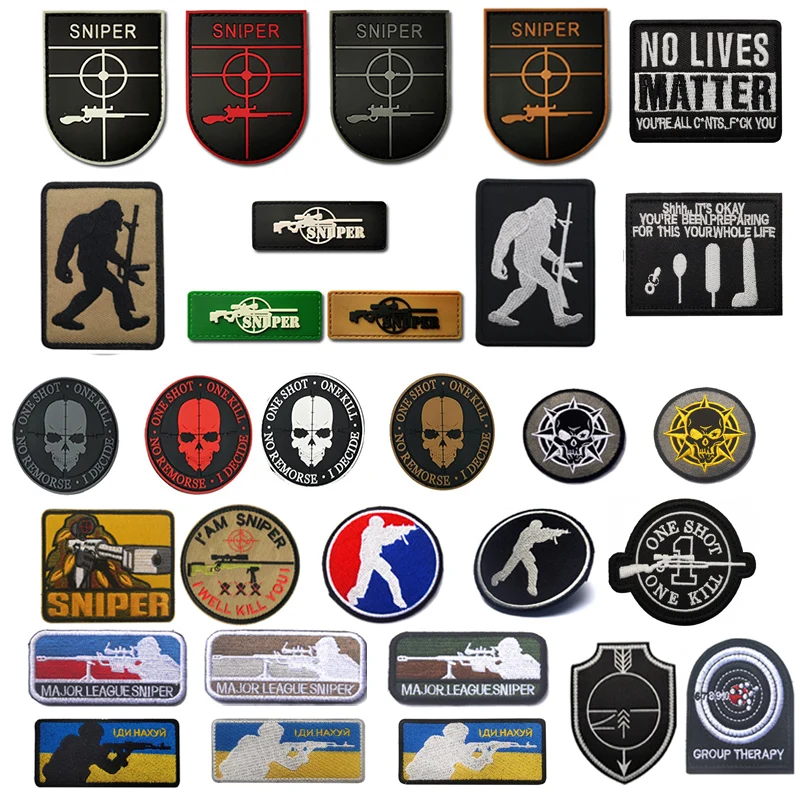 Sniper-pvc-Embroidered-Patches-Tactical-Patch-Combat-Emblem-Zombie-PVC ...