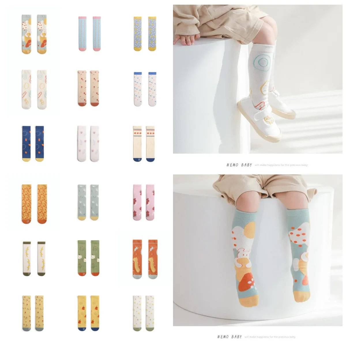 Girls Socks Toddlers Girls Knee High Socking Soft Cotton Socks Children ...