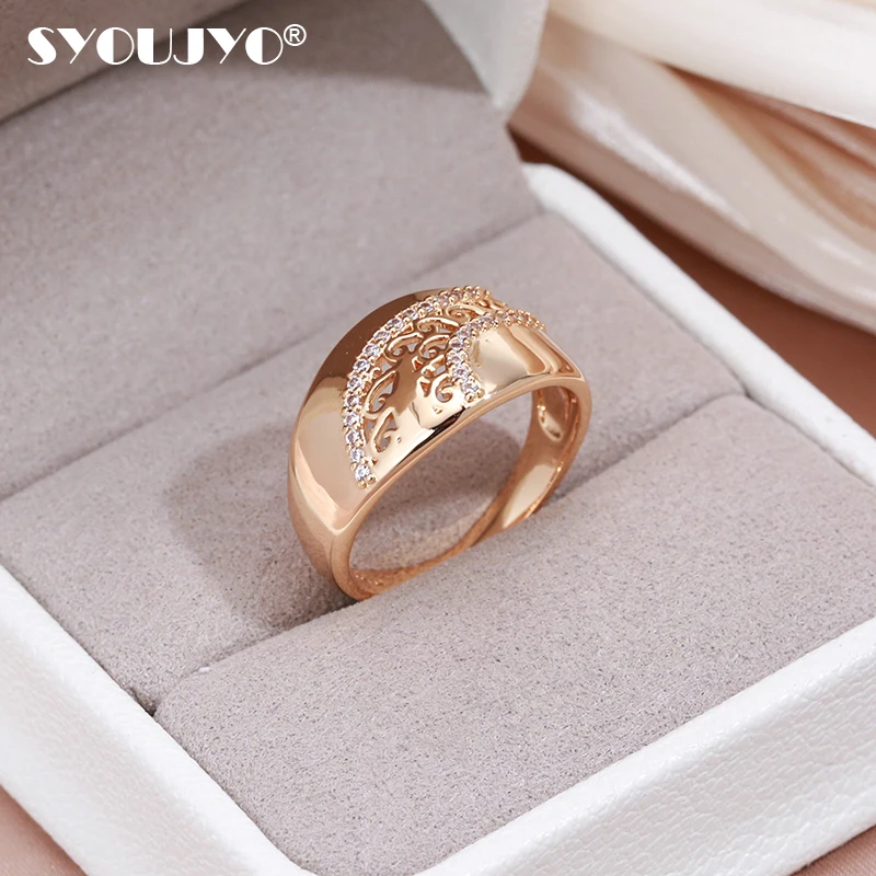 SYOUJYO-Luxury-Ethnic-585-Rose-Gold-Color-Rings-For-Women-Shiny-Natural ...