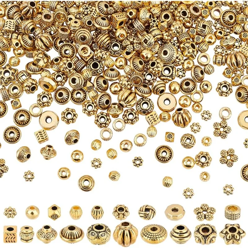 About 100g Style Alloy Spacer Beads 20 Styles Random Mixed Metal Flower ...