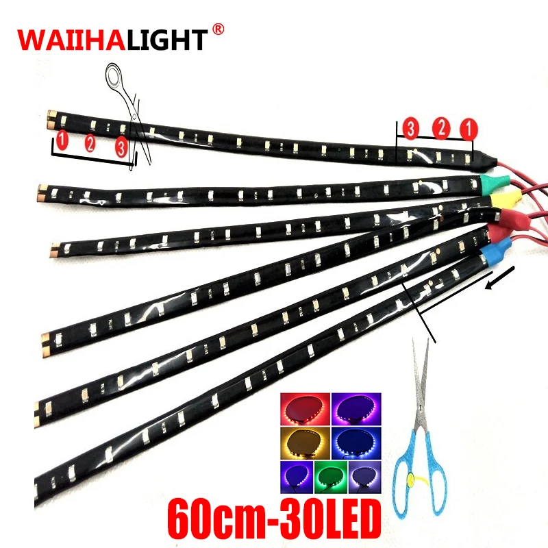 1Pcs-60cm-LED-Strip-Auto-Interior-Car-Styling-Lights-Waterproof ...