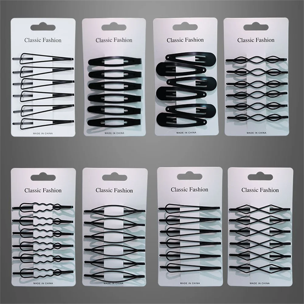 6Pcs-set-Black-Hair-Clip-Bobby-Pins-Wavy-Fashion-Hairpins-Metal ...