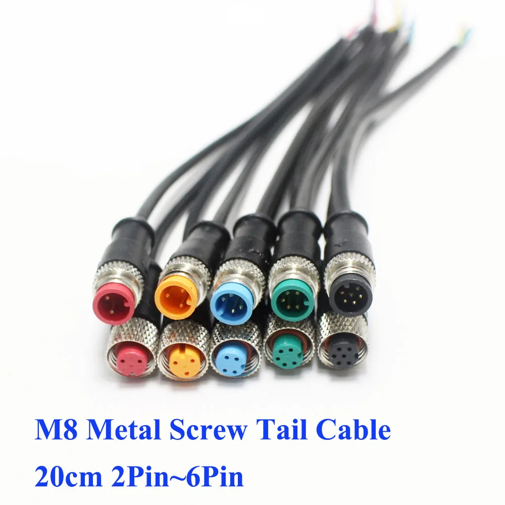 1 par M8 Cable de tornillo de Metal IP67 impermeable 2 3 4 5 6 pines ...