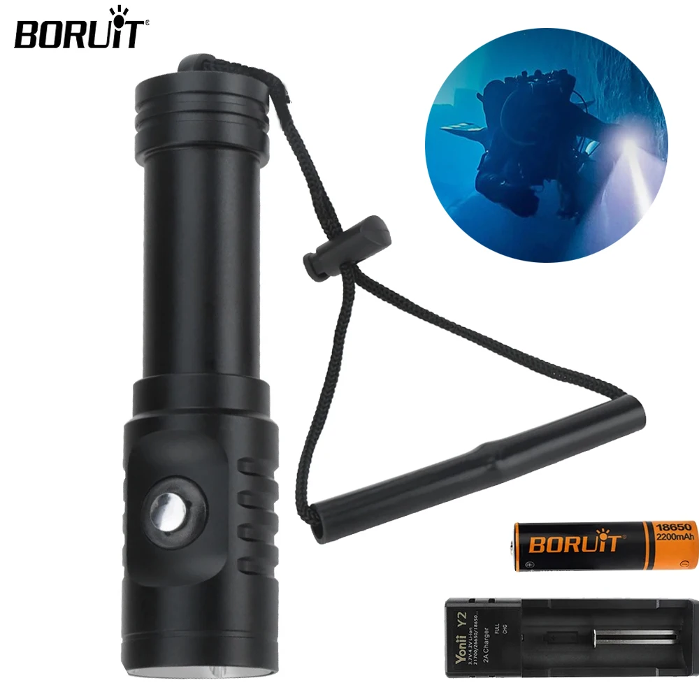 BORUiT-Powerful-Diving-Flashlight-LED-1000LM-Super-Professional ...