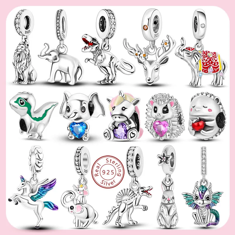 925 Sterling Silver Charm Animals Dog Cat Pets Charms Beads Fit ...