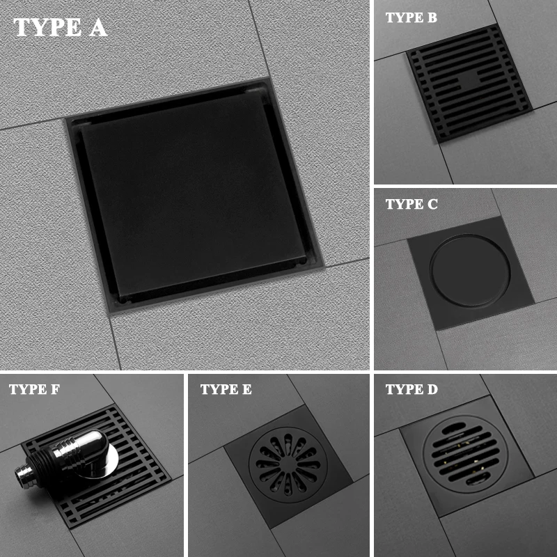10X10cm-Matte-Black-Invisible-Shower-Floor-Drain-Bathroom-Balcony ...