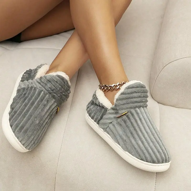 Evshive Winter Fuzzy House Slippers For Women Outdoor Warm Plush Lined ...