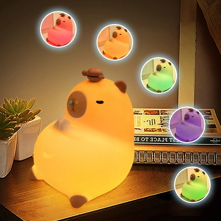 Cute-Cartoon-Capybara-Silicone-LED-Night-Light-USB-Rechargeable-Timing ...