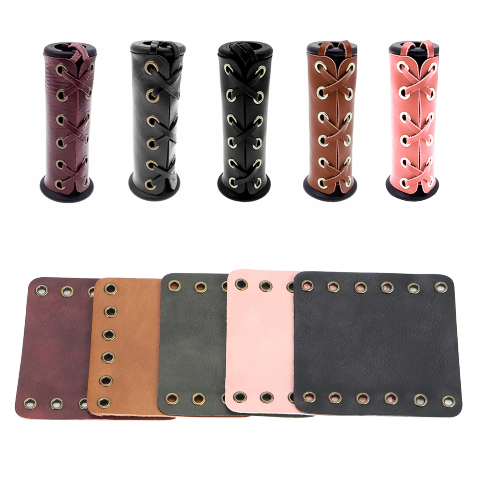 Heavy Duty Motorcycle Handle Grips PU Leather Cover Handlebar Throttle ...