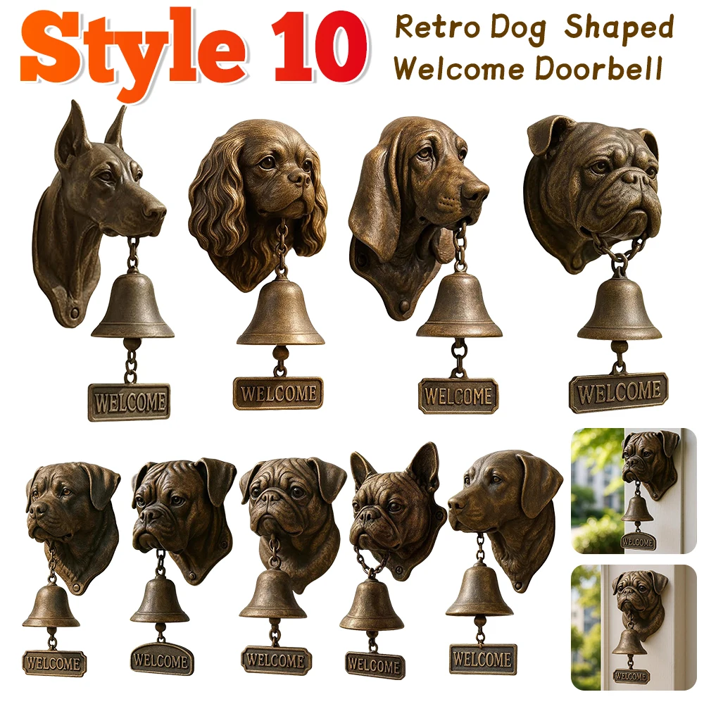 Cute Pug Welcome Doorbell Dog-Shaped Front Door Chime Bell Cast Iron ...