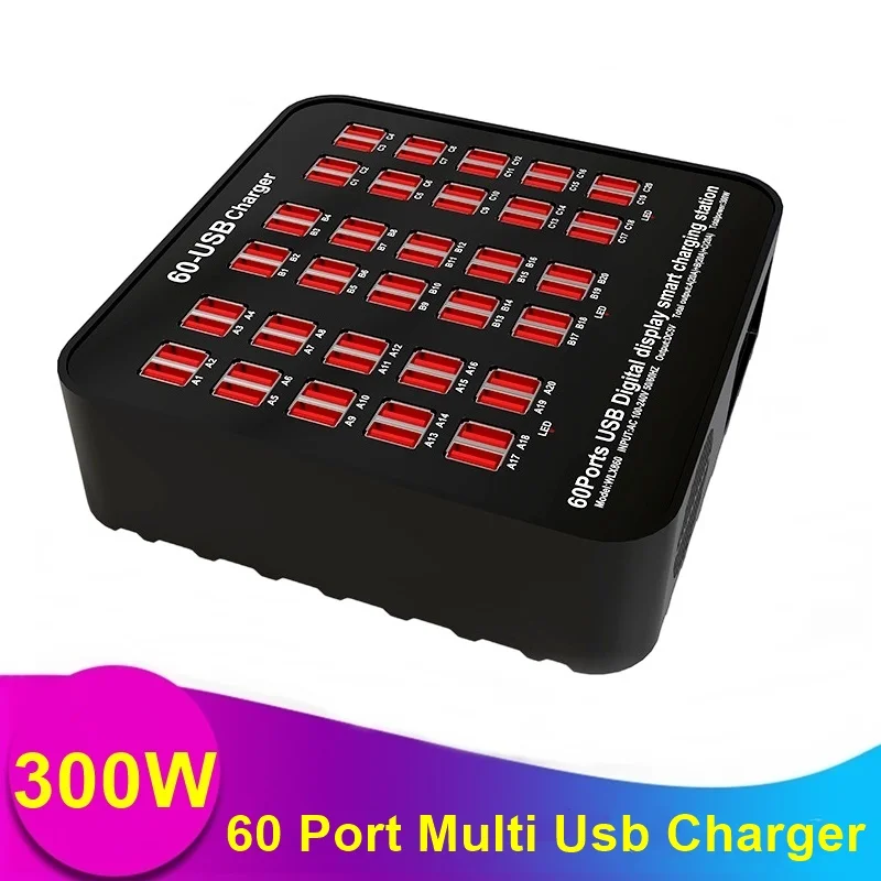 300W Multi USB Charger Hub Station 60 Ports Fast Charging Wall Charger ...