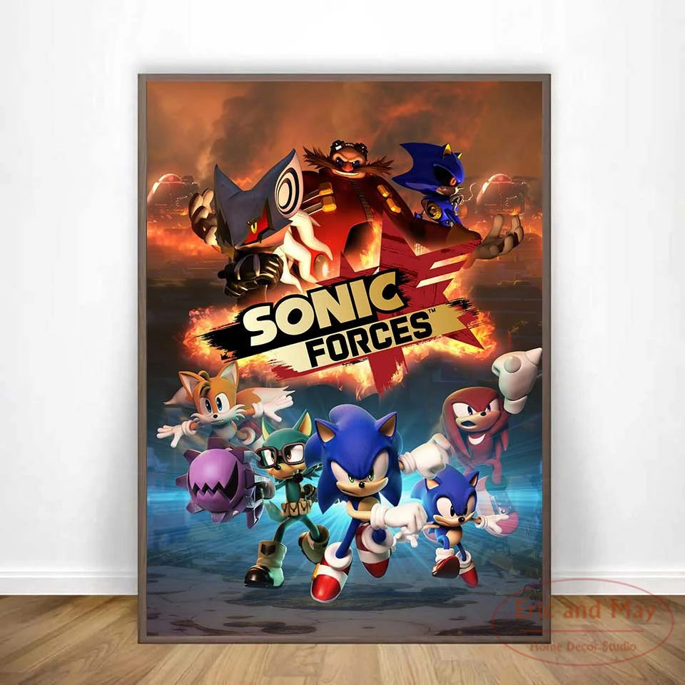 Desenhos animados sonic video games poster quadros da lona arte da ...