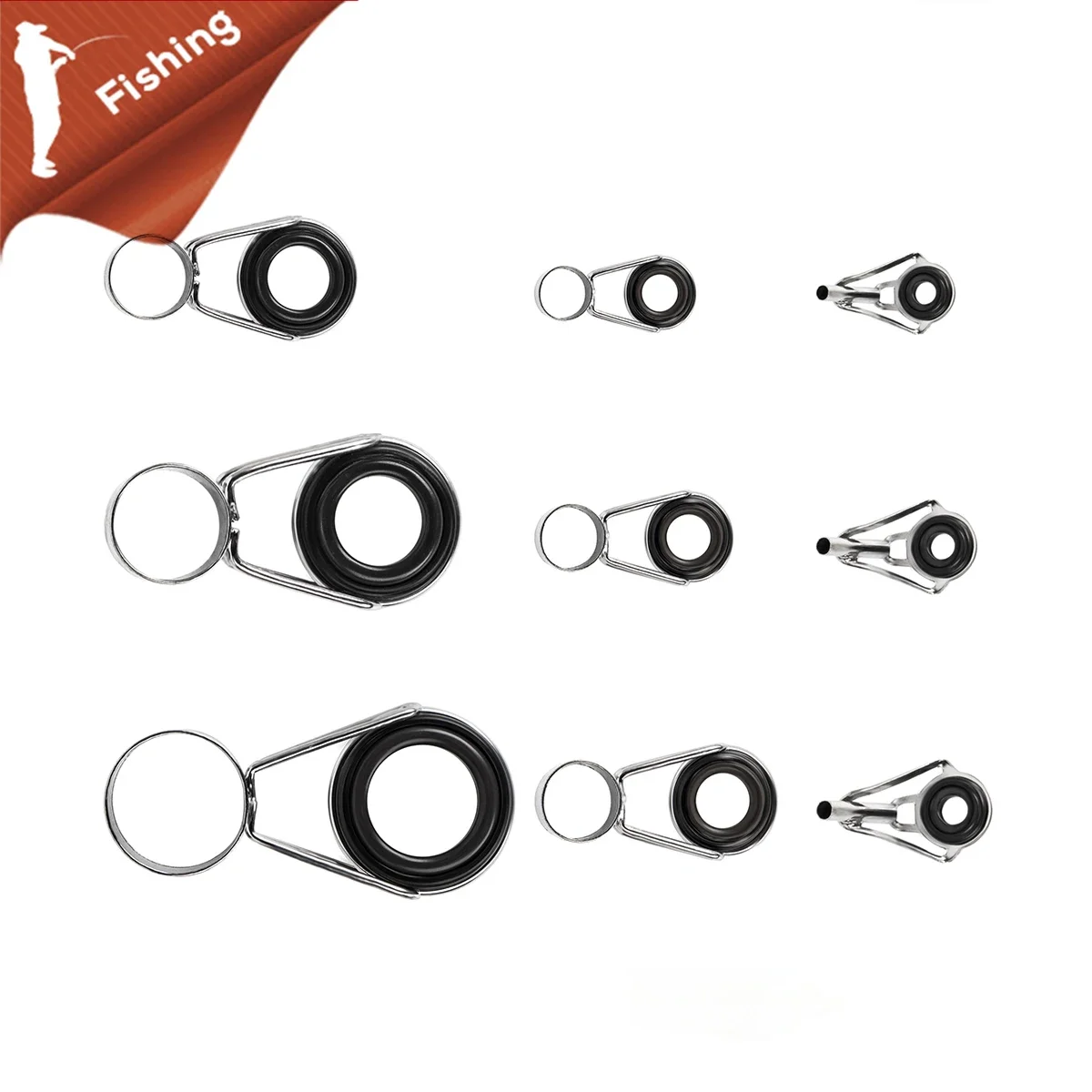 7Pcs Fishing Rod Guides Stainless Steel Frame Ceramic Ring Spinning Rod 7Pcs Fishing Rod Guides Stainless Steel Frame Ceramic Ring Spinning Rod