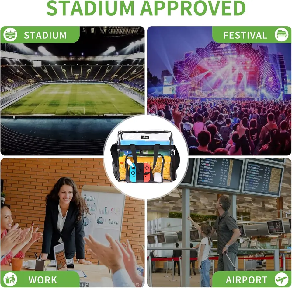 Stadium Bag Clear 3 Pack Stadium Approved Clear Tote Bags With Handles ...