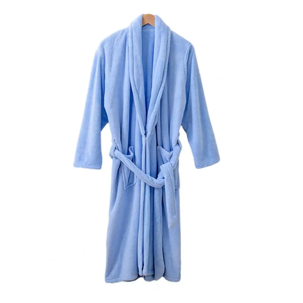 Women-Autumn-Winter-Flannel-Coral-Bathrobe-Lapel-Long-Sleeve-Belt-Bath ...