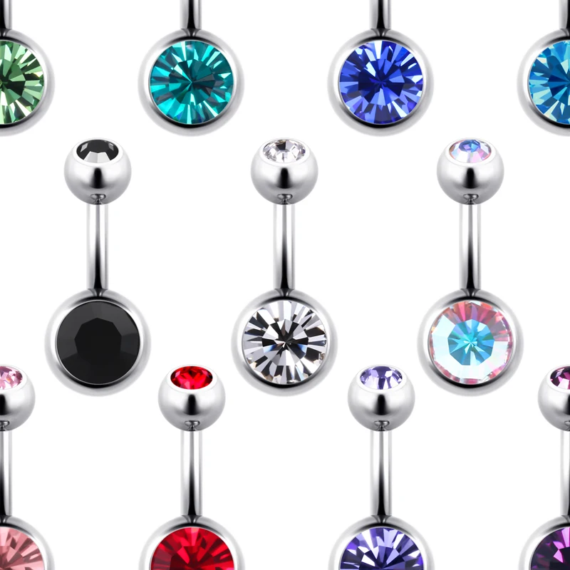 14G 6mm 8mm 10mm 12mm ASTM F-136 Titanium Belly Button Rings Earring CZ ...