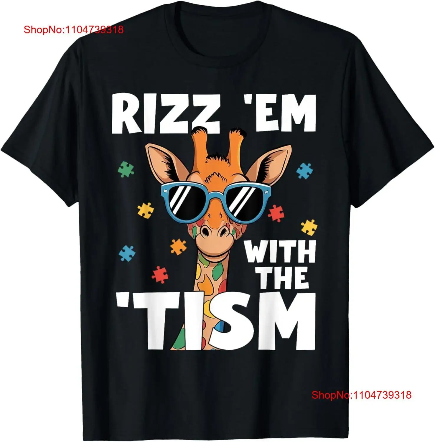 Rizz em with the tism Autism Giraffe Funny Awareness T Shirt vintage ...