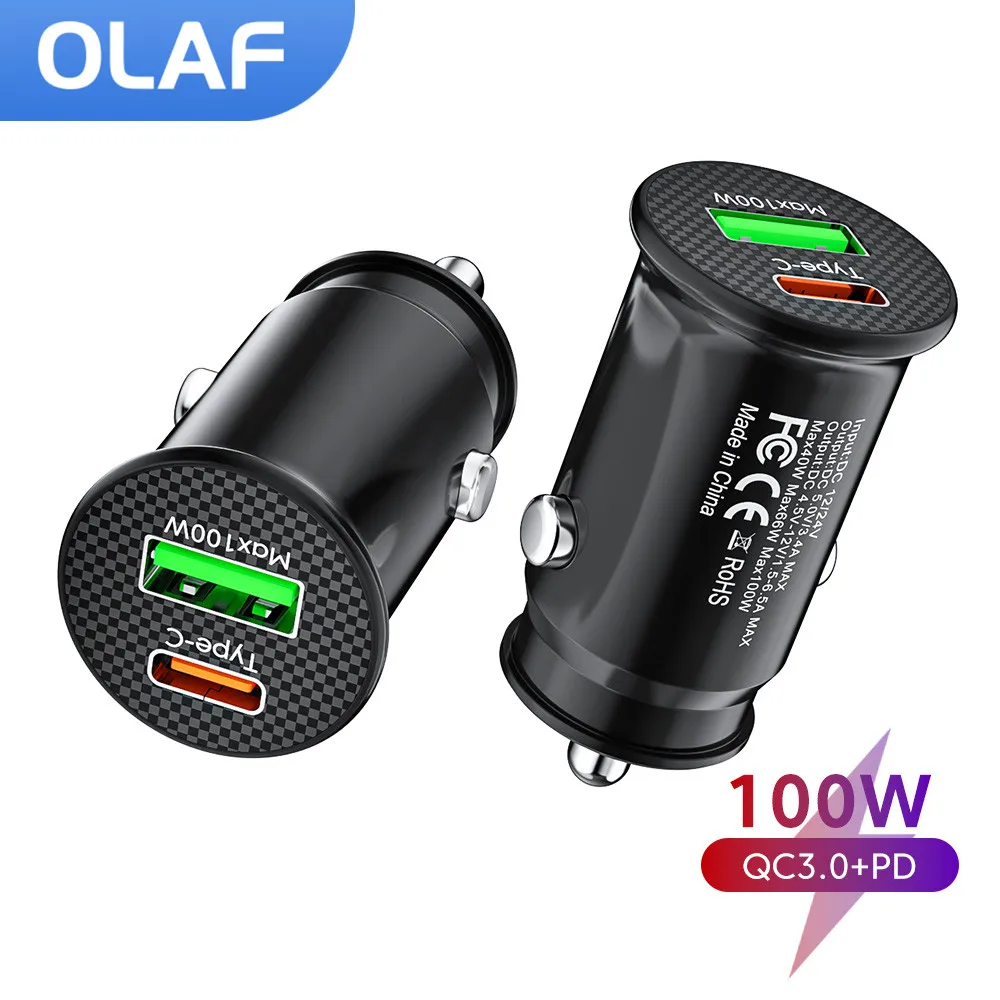 Olaf-100W-Mini-Car-Charger-Type-C-Super-Fast-Charging-Car-Phone-Charger ...