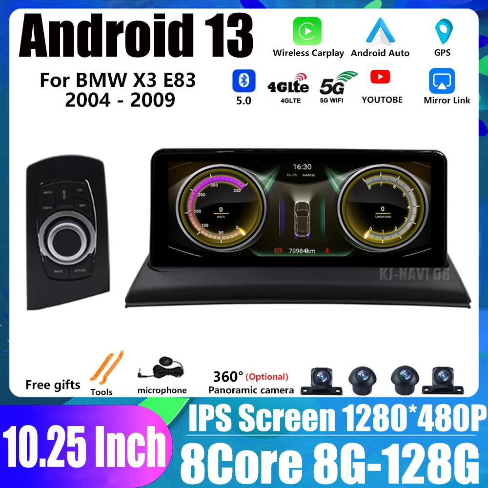 For-BMW-X3-E83-2005-2008-Car-Radio-Stereo-Android-13-0-Wireless-CarPlay ...
