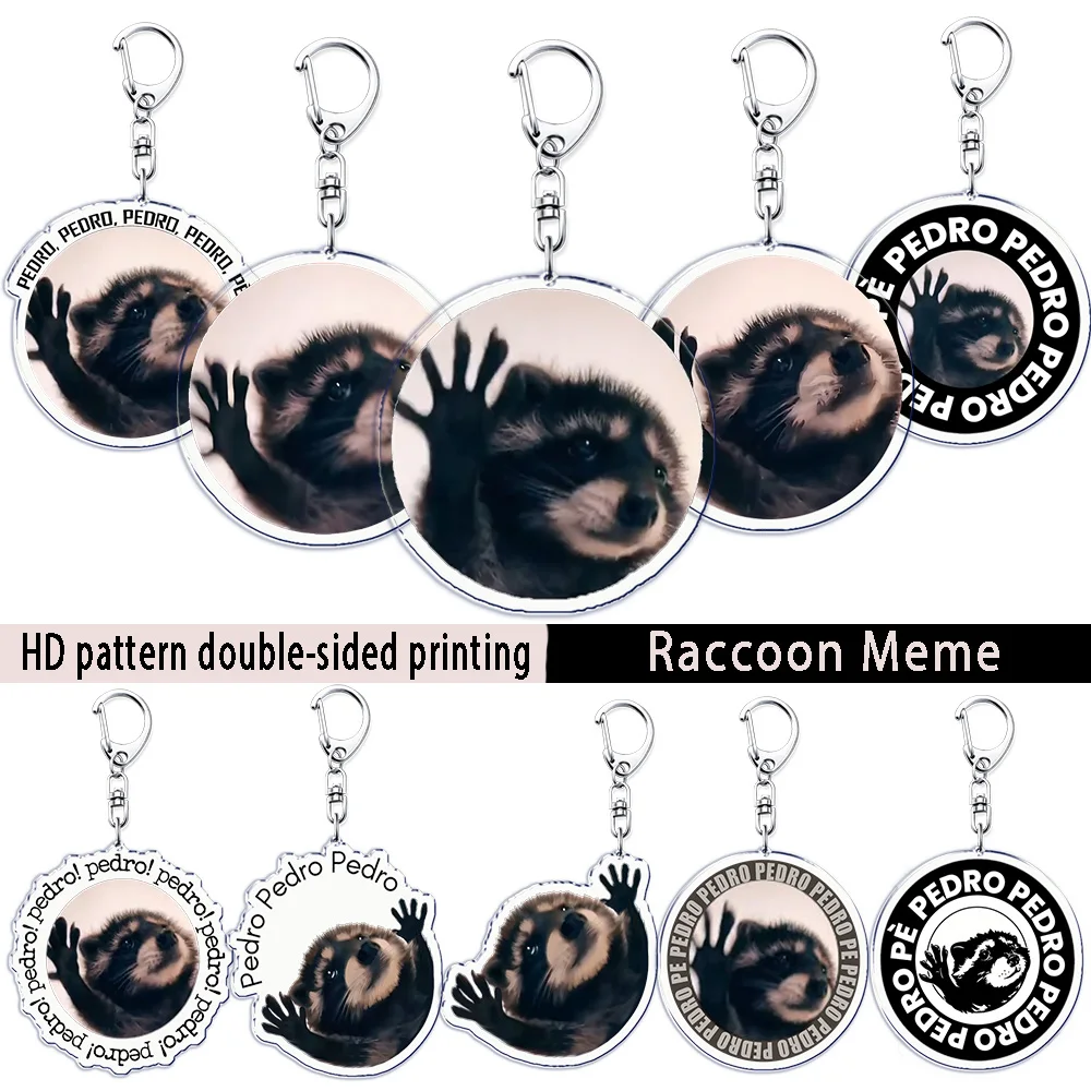 Cute-Dancing-Pedro-Raccoon-Meme-Acrylic-Keychains-Ring-for-Accessories ...