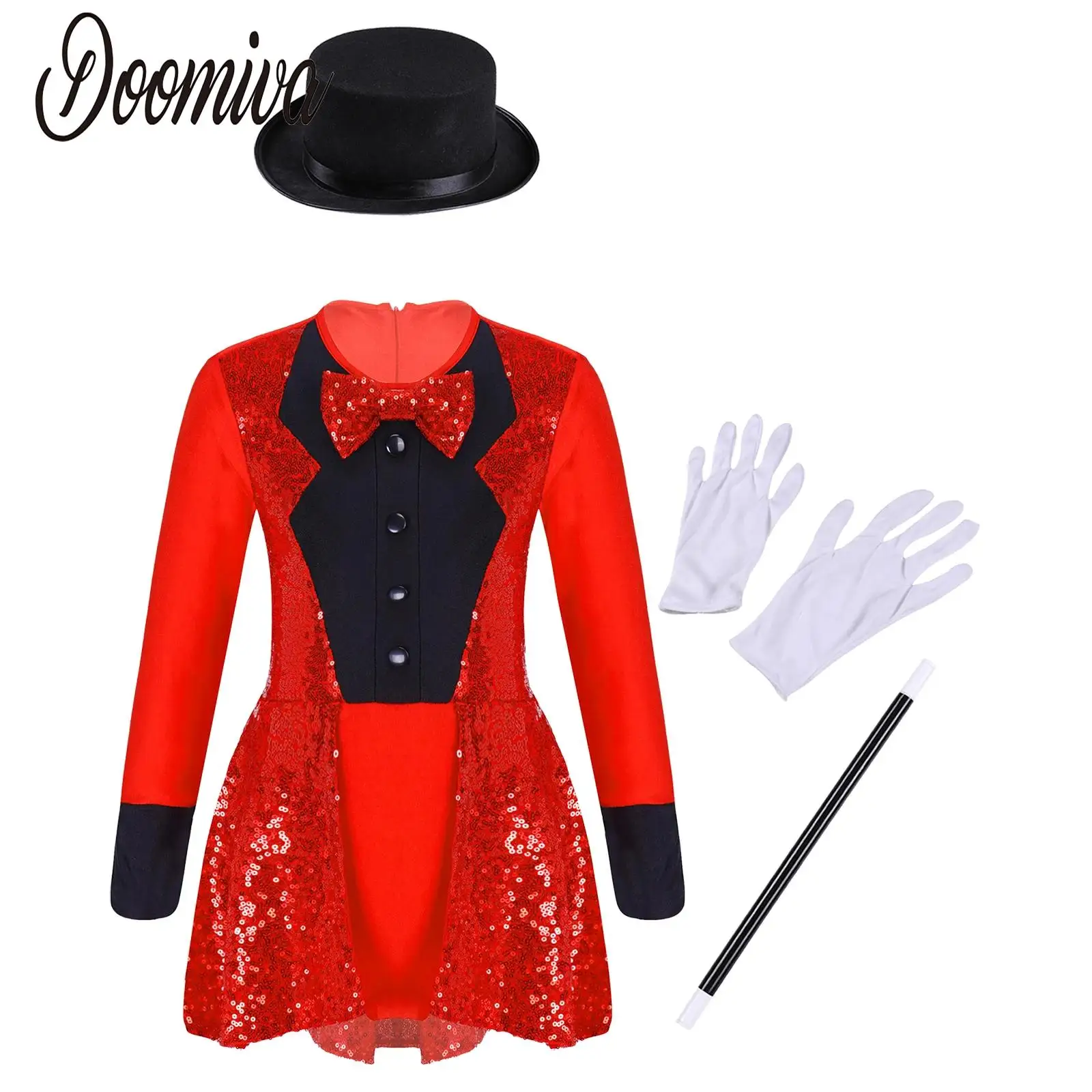 Girls Magician Halloween Costume Circus Ringmaster Cosplay Clothes ...