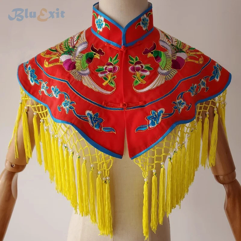 Embroidered-Hanfu-Shawl-Collar-Red-Shoulder-Cape-Long-Tassels-Tang-Song ...