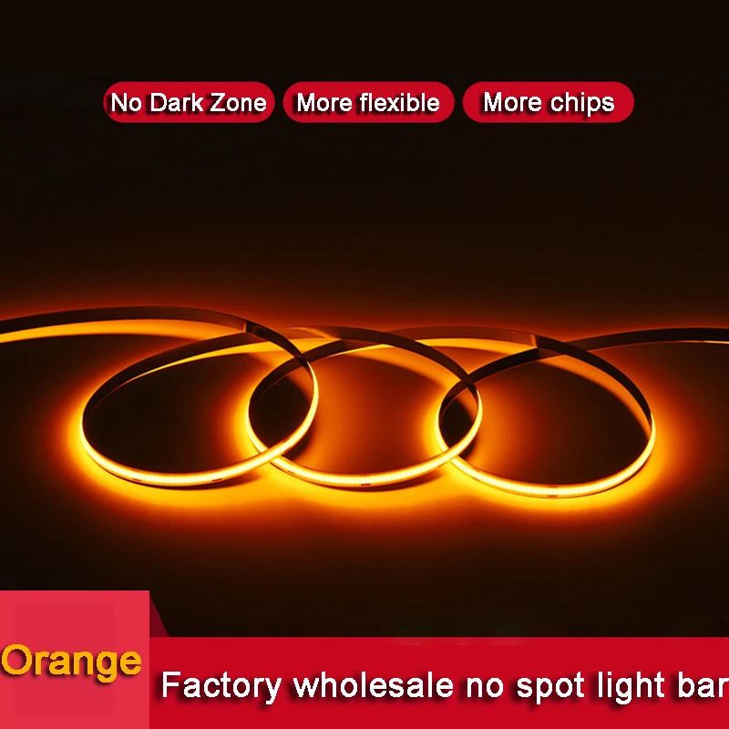 Orange COB LED Tape High Brightness 8mm IP20 Cuttable Flexible COB LED ...
