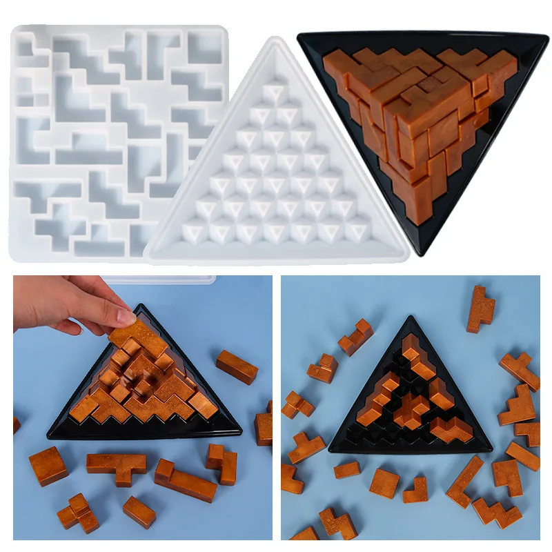 3D Puzzles Game Pyramid Jigsaw Block Building Epoxy Resin Mould ...