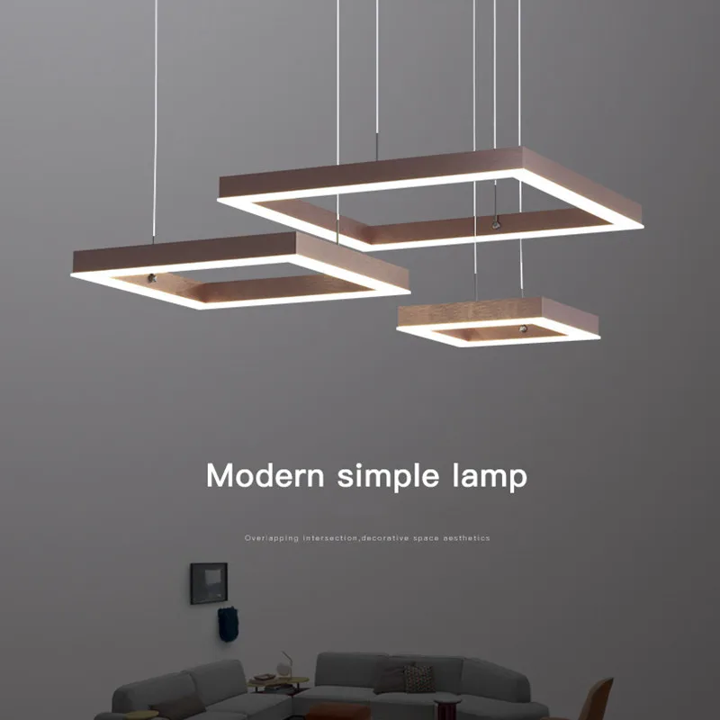 Modern minimalist chandelier Dimmable led square lamp for Table Dining ...