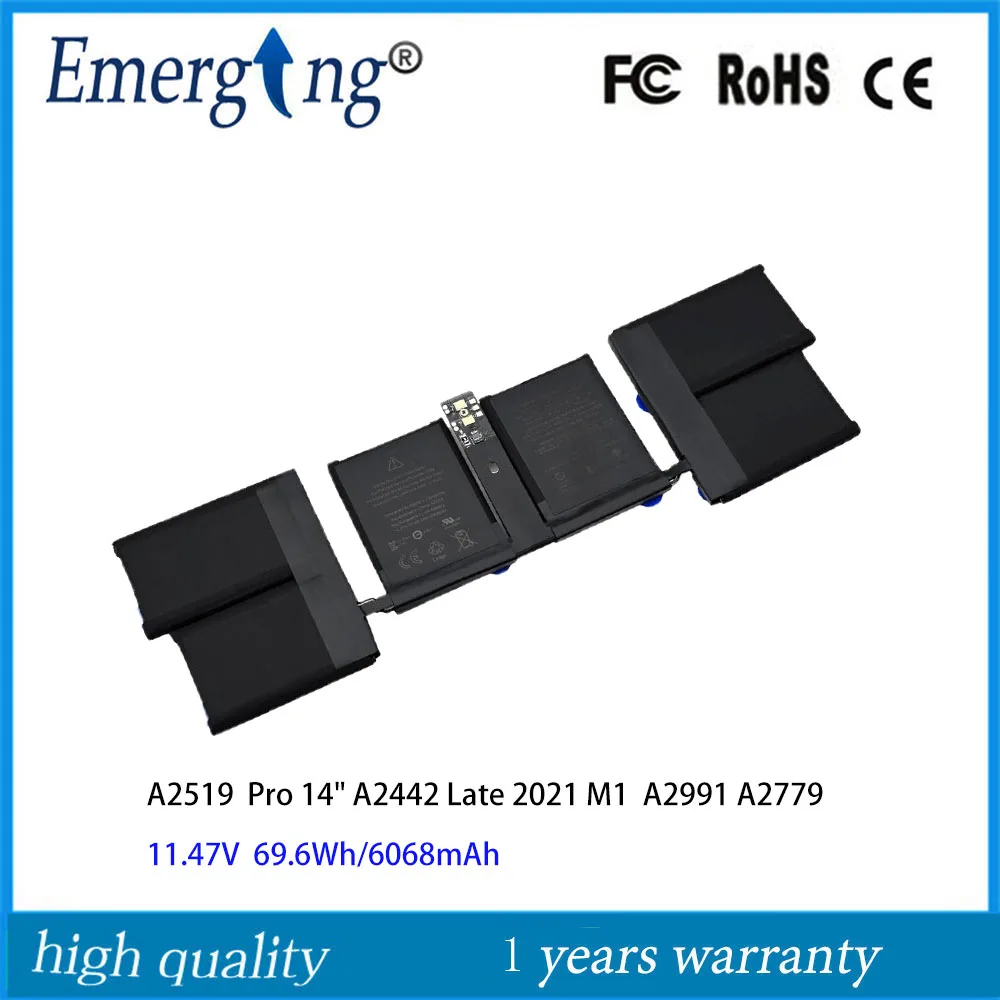 11.47V 69.6Wh 6068mAh A2519 Laptop Battery for Apple MacBook Pro 14 ...