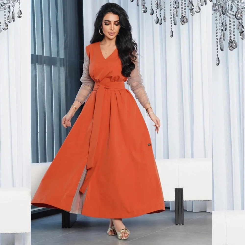 Jiayigong-Jersey-Sash-A-line-V-neck-Bespoke-Occasion-Gown-Midi-es-Saudi ...