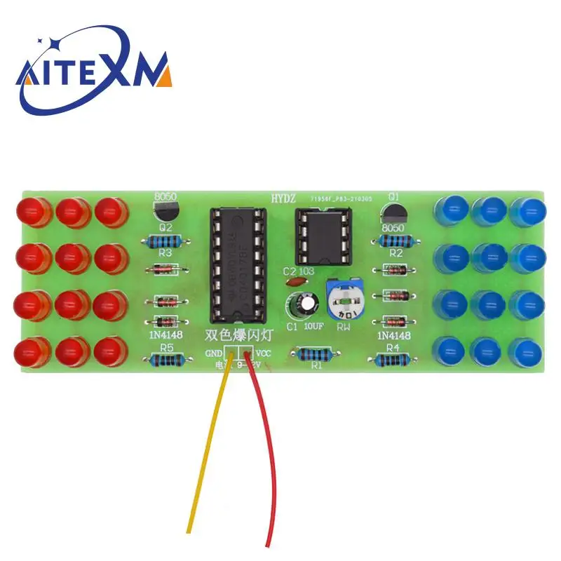 Flashing LED DIY KIT NE555 CD4017 IC LED Electronic Lights Kits Red ...