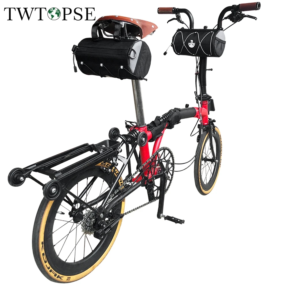 TWTOPSE Soft Shell Cylinder Bicycle Bag For Brompton Folding Bike 3SIXTY Birdy Tern Handlebar ...