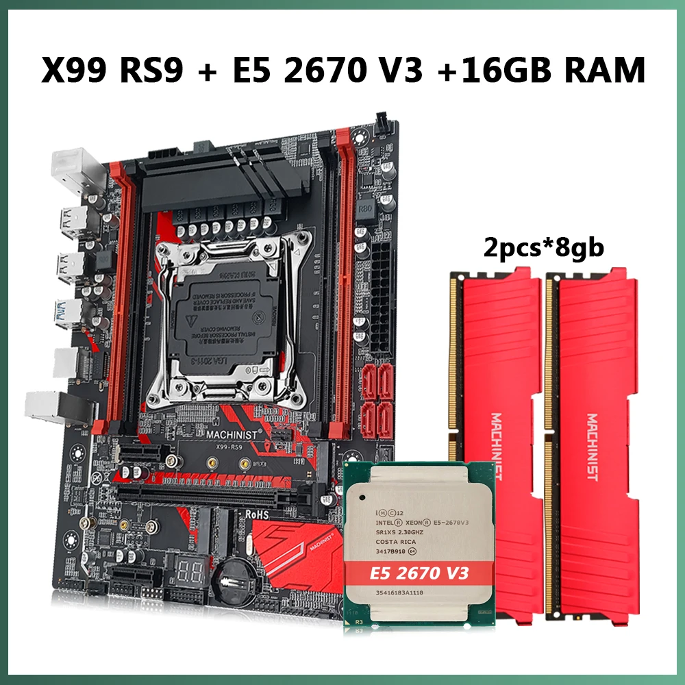 Machinista X99 Placa-mãe Combo Lga 2011-3 Conjunto Kit Com Xeon E5 2670 ...