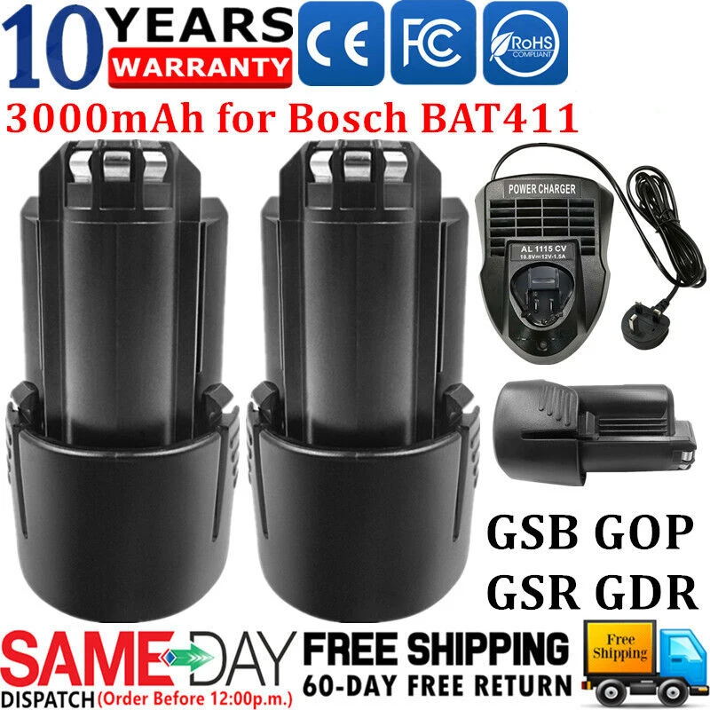Batería recargable de 10,8 V/12V 3000mAh para Bosch BAT411/cargador ...